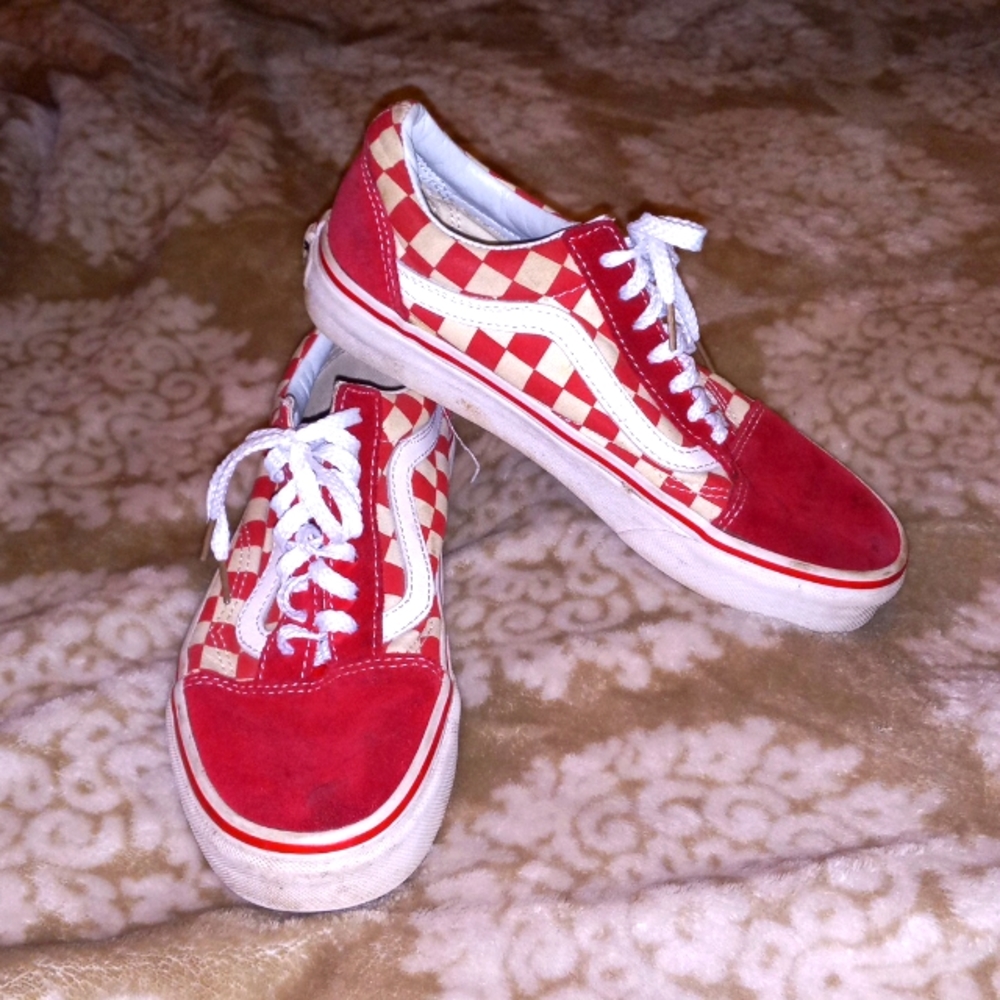 Old School Red And White Checkered Vans - Gem